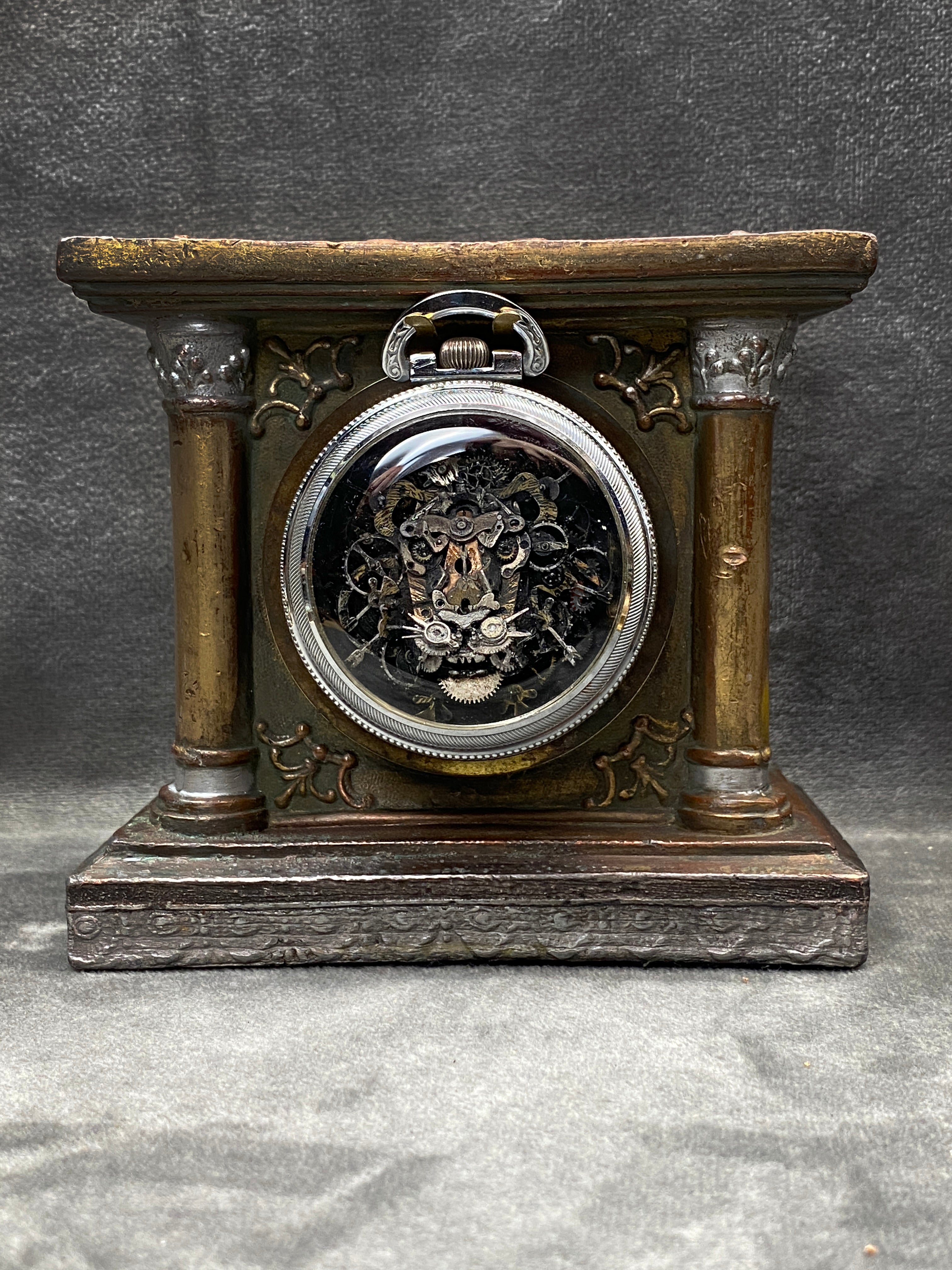 "Lion" Antique Watch Parts Sculpture by Sue Beatrice – All Natural Arts